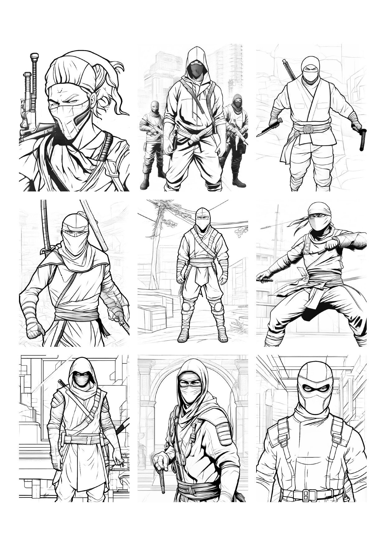 50 Detailed Ninja Coloring Book Pictures 816 X 1056 Pdf Jpg - Etsy