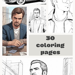 GTA Game Characters Cars Coloring Book 30 Coloring Pages Realistic ...
