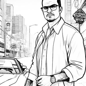 GTA Game Characters Cars Coloring Book 30 Coloring Pages Realistic ...