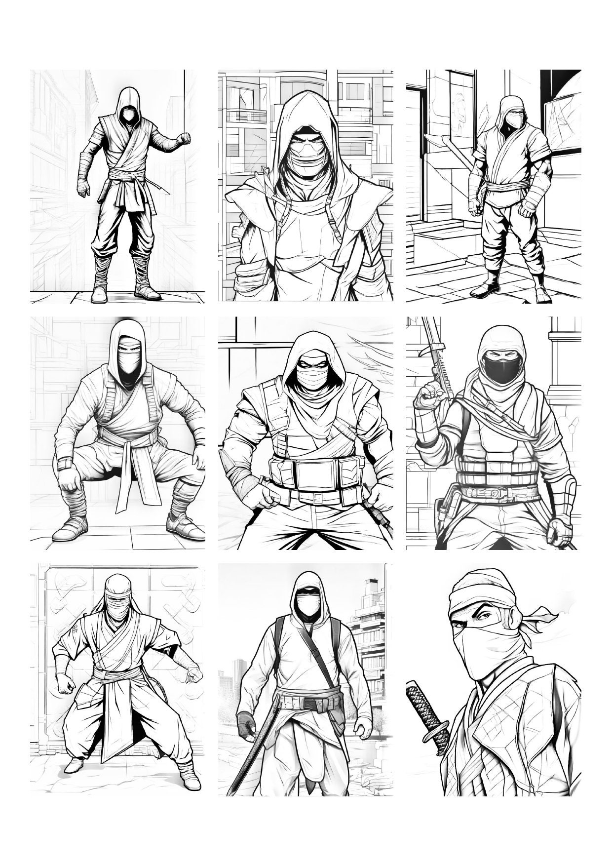 50 Detailed Ninja Coloring Book Pictures 816 X 1056 Pdf Jpg - Etsy
