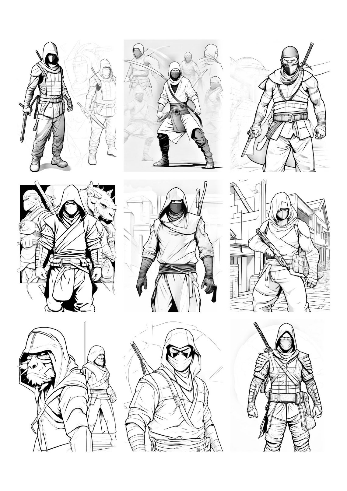50 Detailed Ninja Coloring Book Pictures 816 X 1056 Pdf Jpg - Etsy