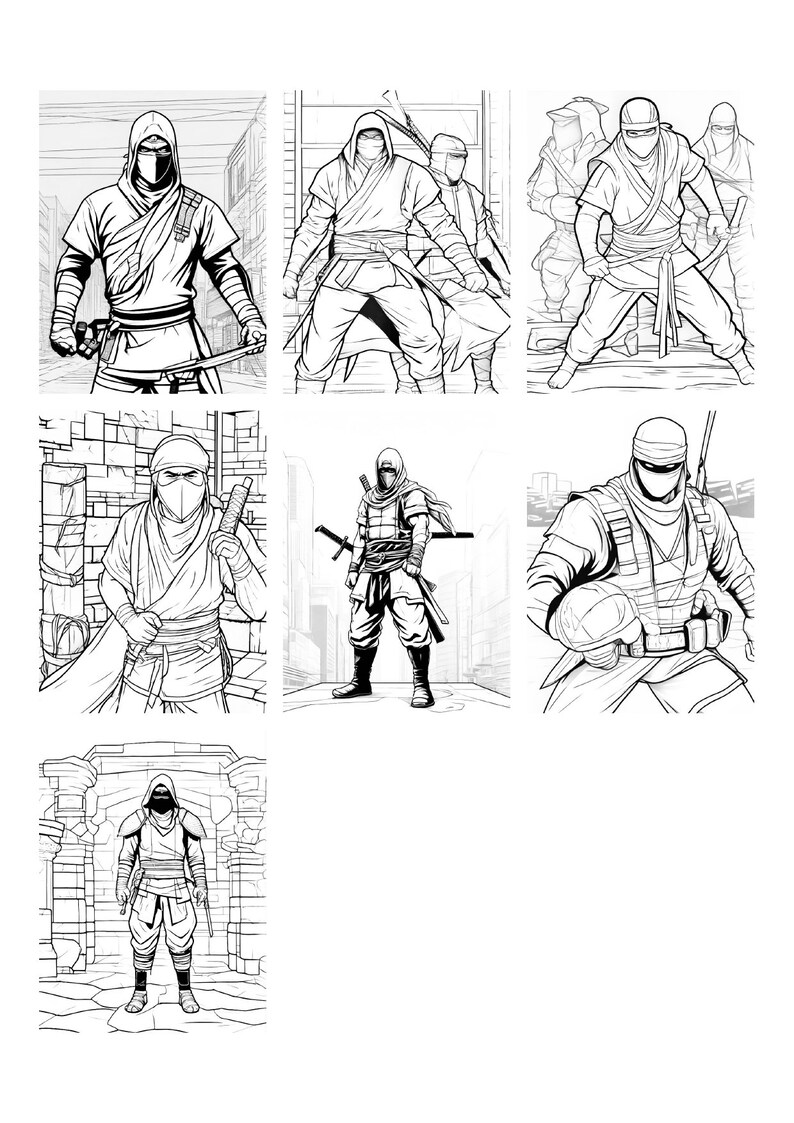 50 Detailed Ninja Coloring Book Pictures 816 X 1056 Pdf Jpg - Etsy