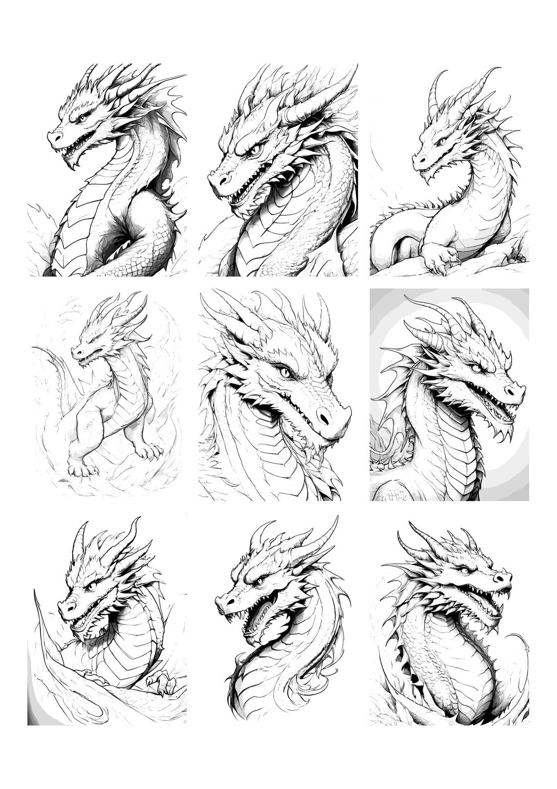 25 Dragon Coloring Book Printable Png - Etsy