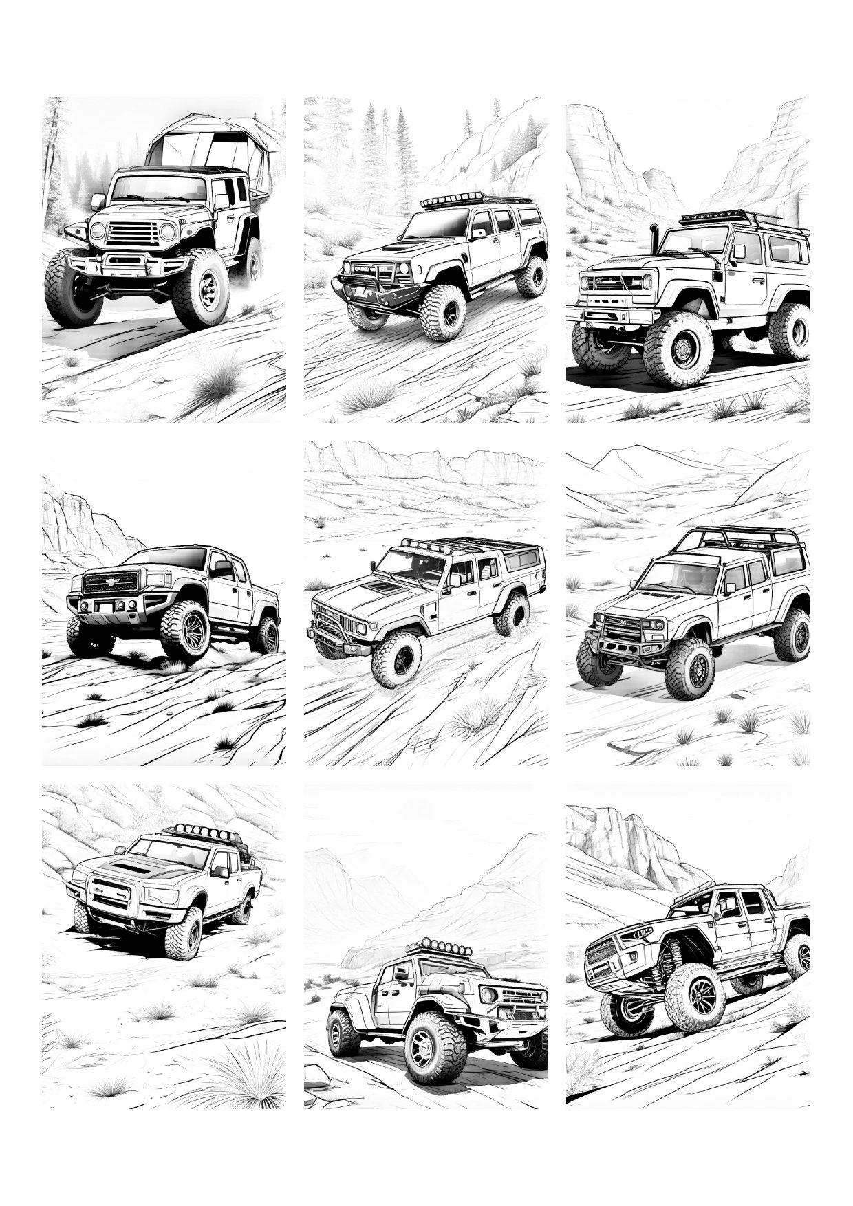 45 off Road Cars Coloring Book Papers - Etsy