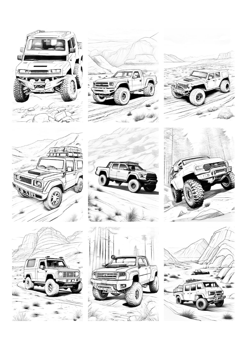 45 off Road Cars Coloring Book Papers - Etsy