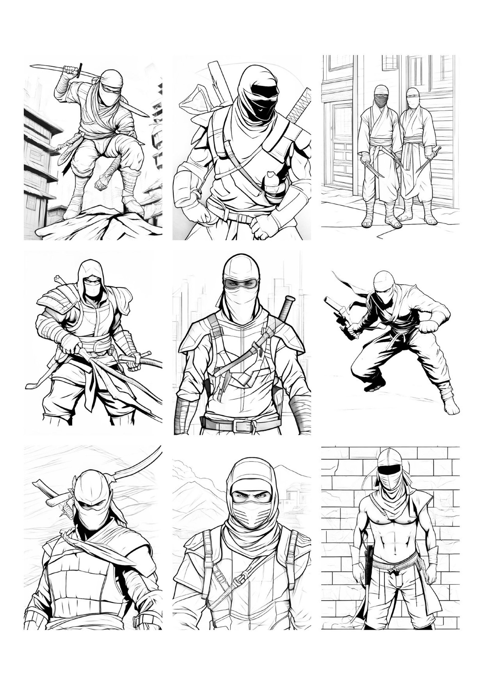 50 Detailed Ninja Coloring Book Pictures 816 X 1056 Pdf Jpg - Etsy