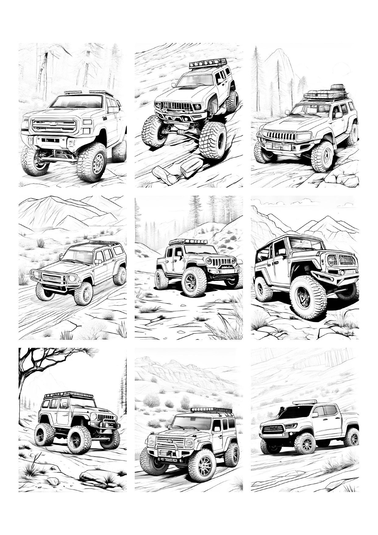 45 off Road Cars Coloring Book Papers - Etsy
