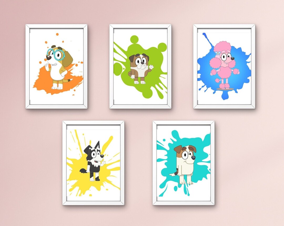 Bluey & School Friends Print Collection Kids Nursery Wall Art, Playroom ...