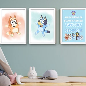 Bluey Set of 3 A4 Prints, Bluey, Bingo, Personalised Bluey Print, Kids ...