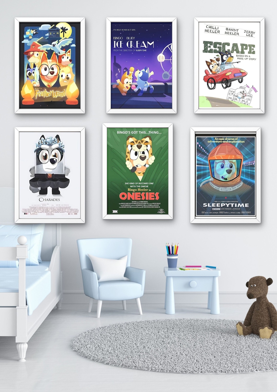 Bluey Movie Episodes Wall Art, Set of 6 Poster Print Bundle, Bluey ...