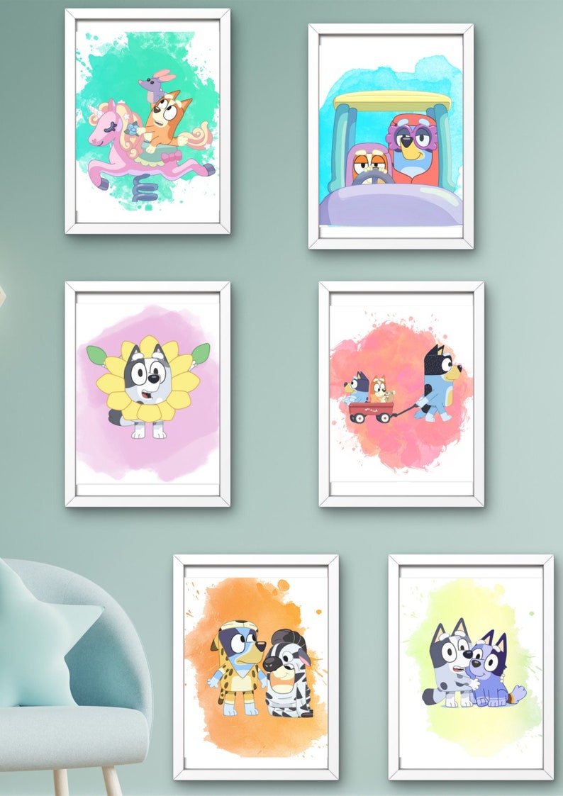Bluey Set of 6 X Print Bundle, Bluey, Bingo, Muffin, Bluey Print, Kids ...