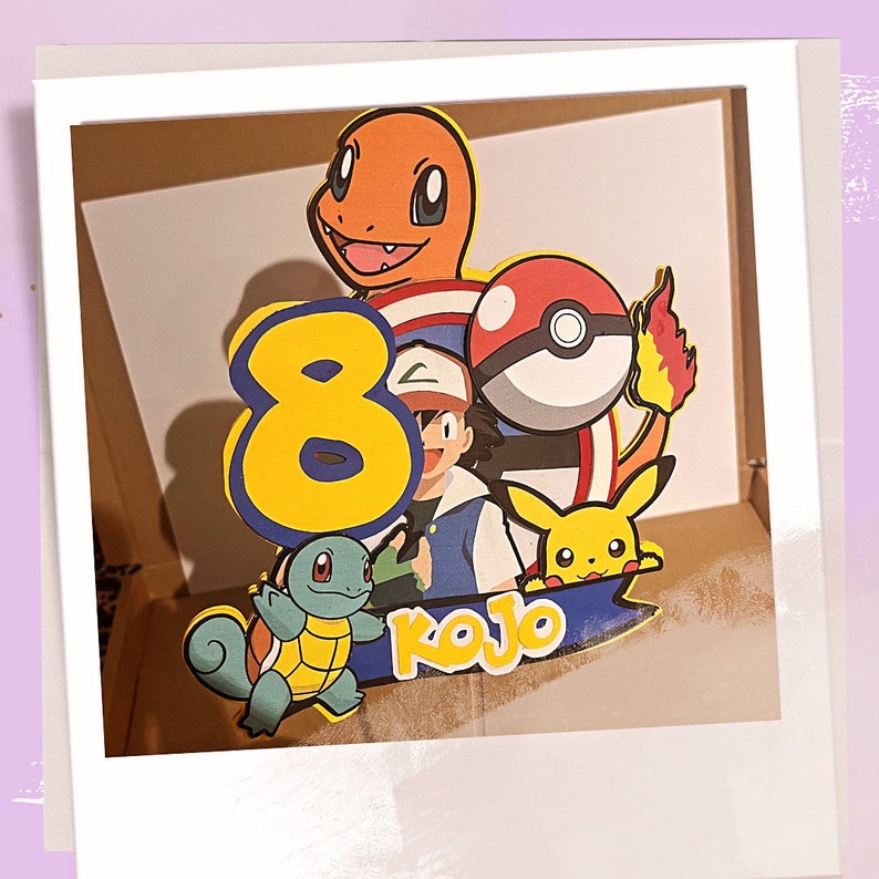 Pokemon Personalised Cake Topper, Pokemon Birthday Decoration Decor ...