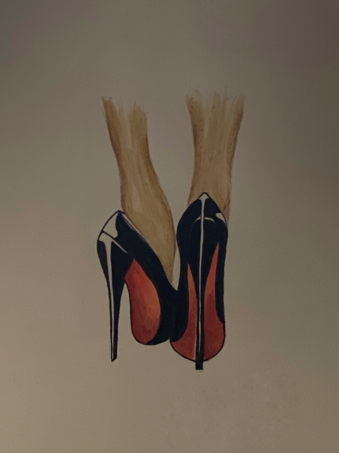 Red Bottom Shoes Watercolour Painting - Etsy