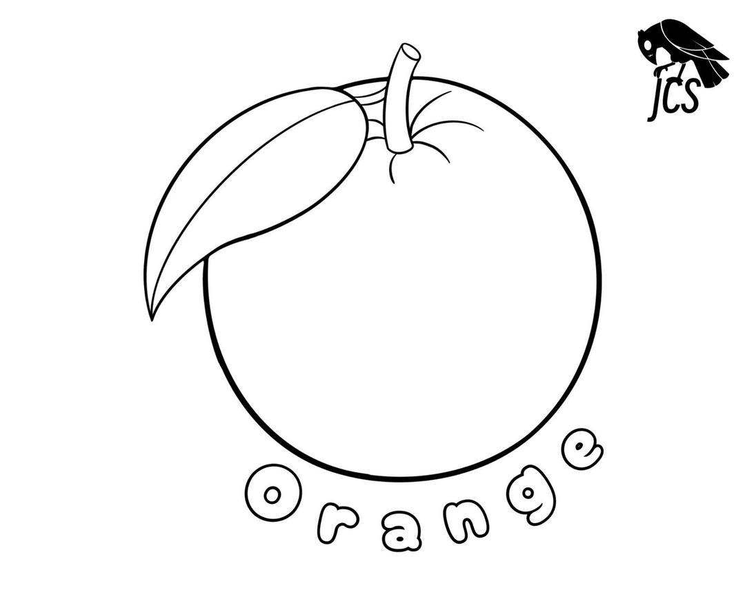 Orange Fruit Coloring Page for Kids and Adults Simple Easy Food ...