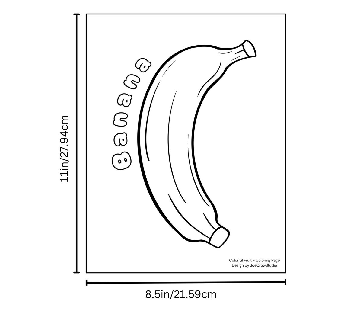 Banana Fruit Coloring Page for Kids and Adults Simple Easy Food ...