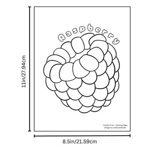 Raspberry Fruit Coloring Page for Kids and Adults Simple Easy Food ...