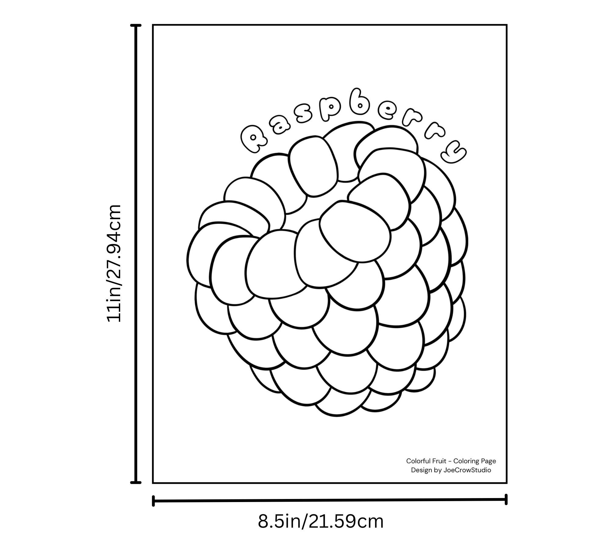 Raspberry Fruit Coloring Page for Kids and Adults Simple Easy Food ...