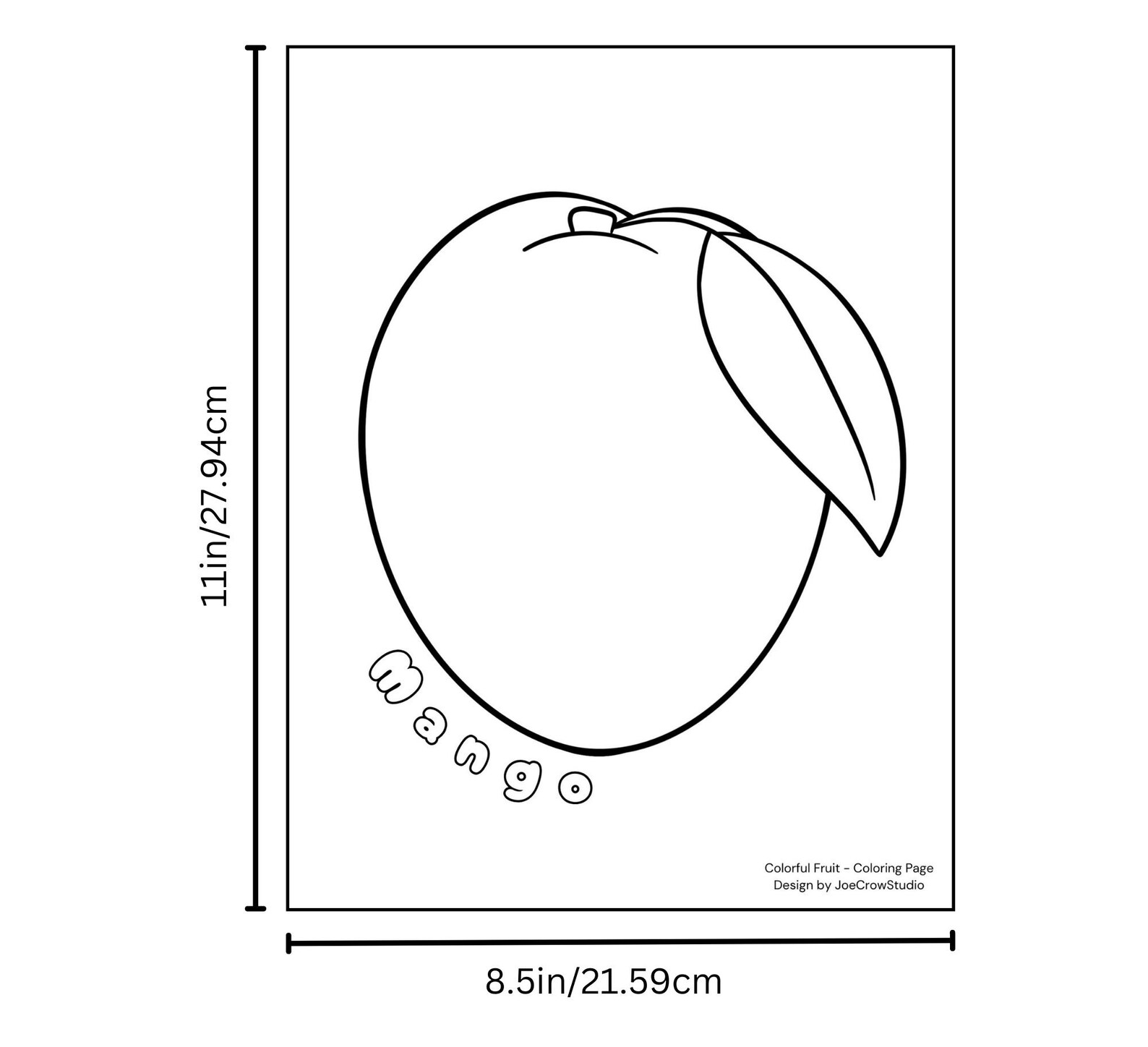 Mango Fruit Coloring Page for Kids and Adults Simple Easy Food ...