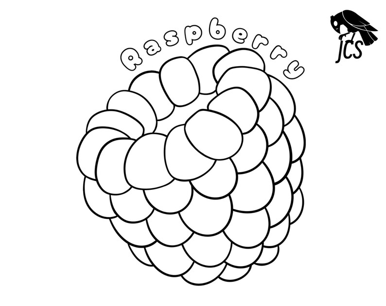 Raspberry Fruit Coloring Page for Kids and Adults Simple Easy Food ...