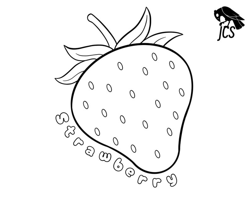 Strawberry Fruit Coloring Page for Kids and Adults Simple Easy Food ...
