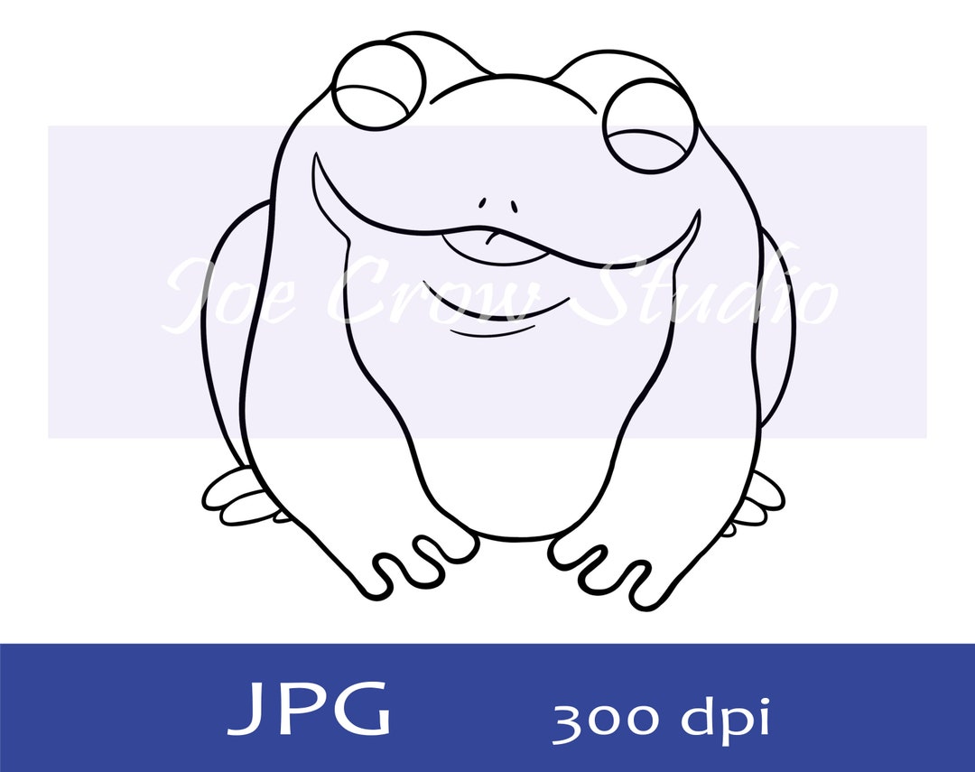 Cute Chubby Toad Coloring Page no Text Animal Illustration for Kids ...
