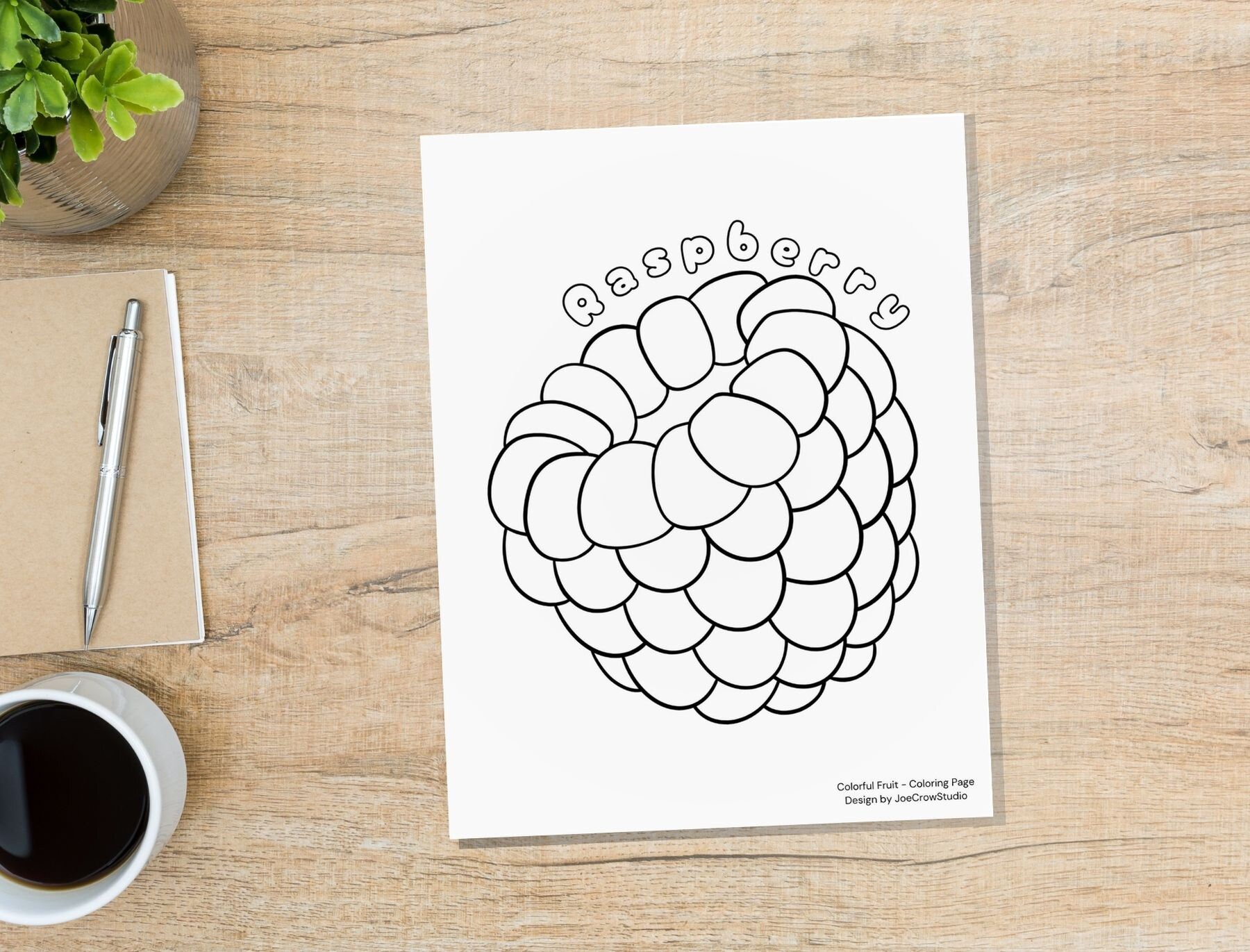 Raspberry Fruit Coloring Page for Kids and Adults Simple Easy Food ...