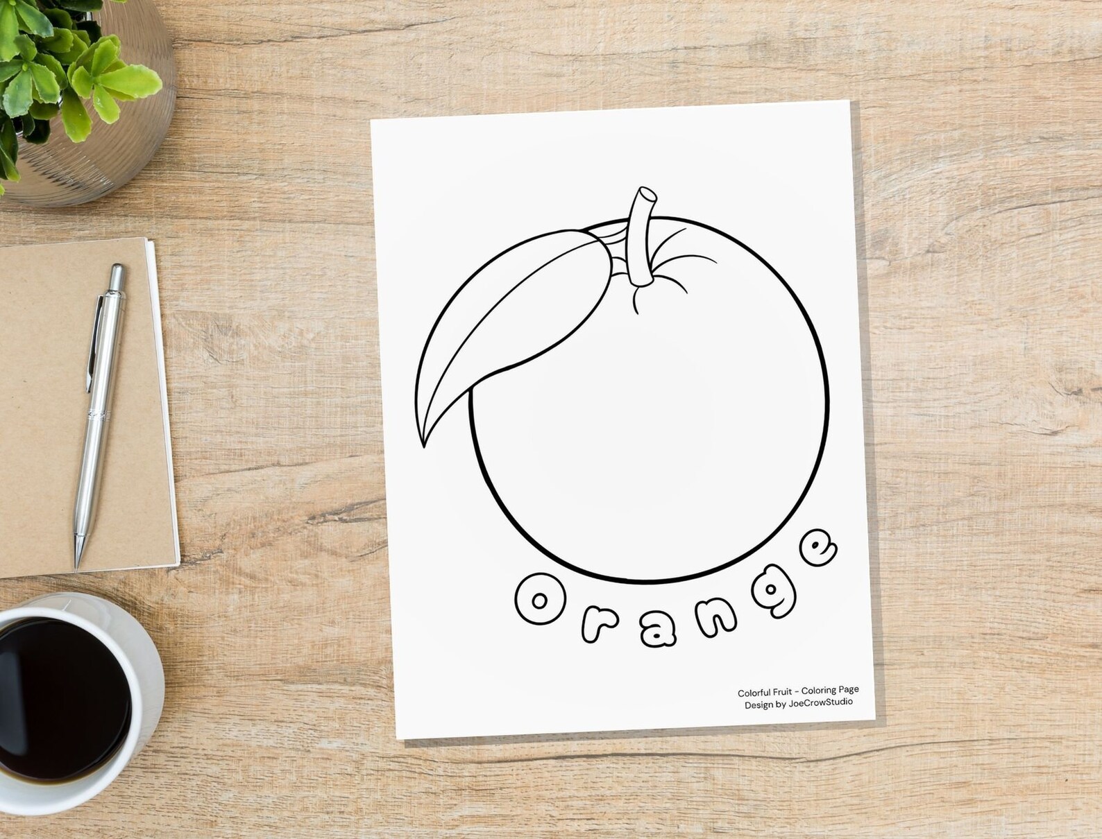 Orange Fruit Coloring Page for Kids and Adults Simple Easy Food ...