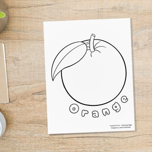 Orange Fruit Coloring Page for Kids and Adults Simple Easy Food ...