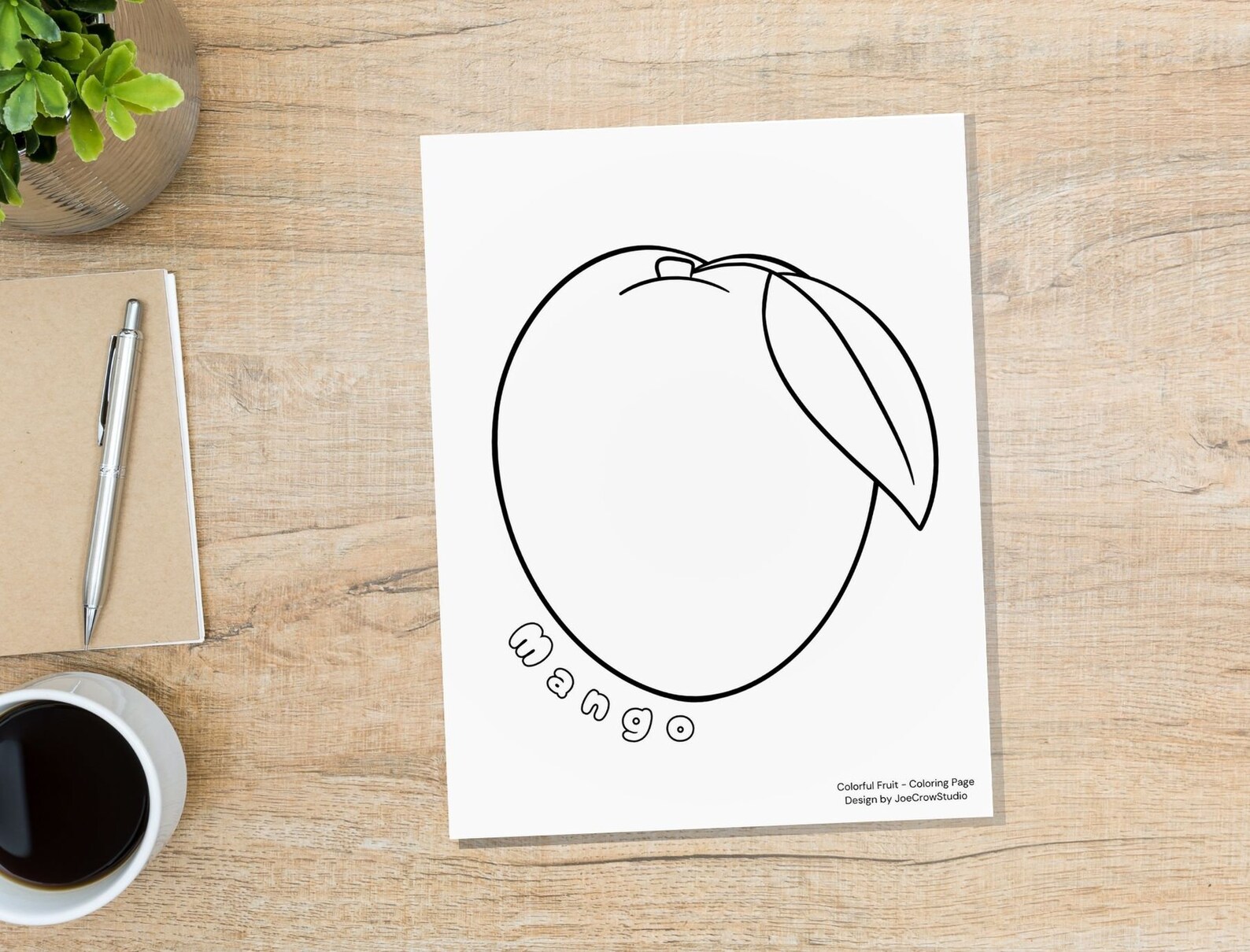 Mango Fruit Coloring Page for Kids and Adults Simple Easy Food ...