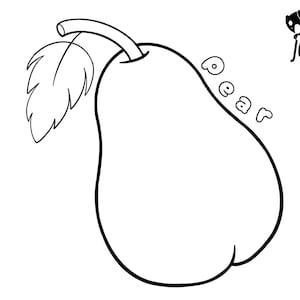 Pear Fruit Coloring Page for Kids and Adults Simple Easy Food ...