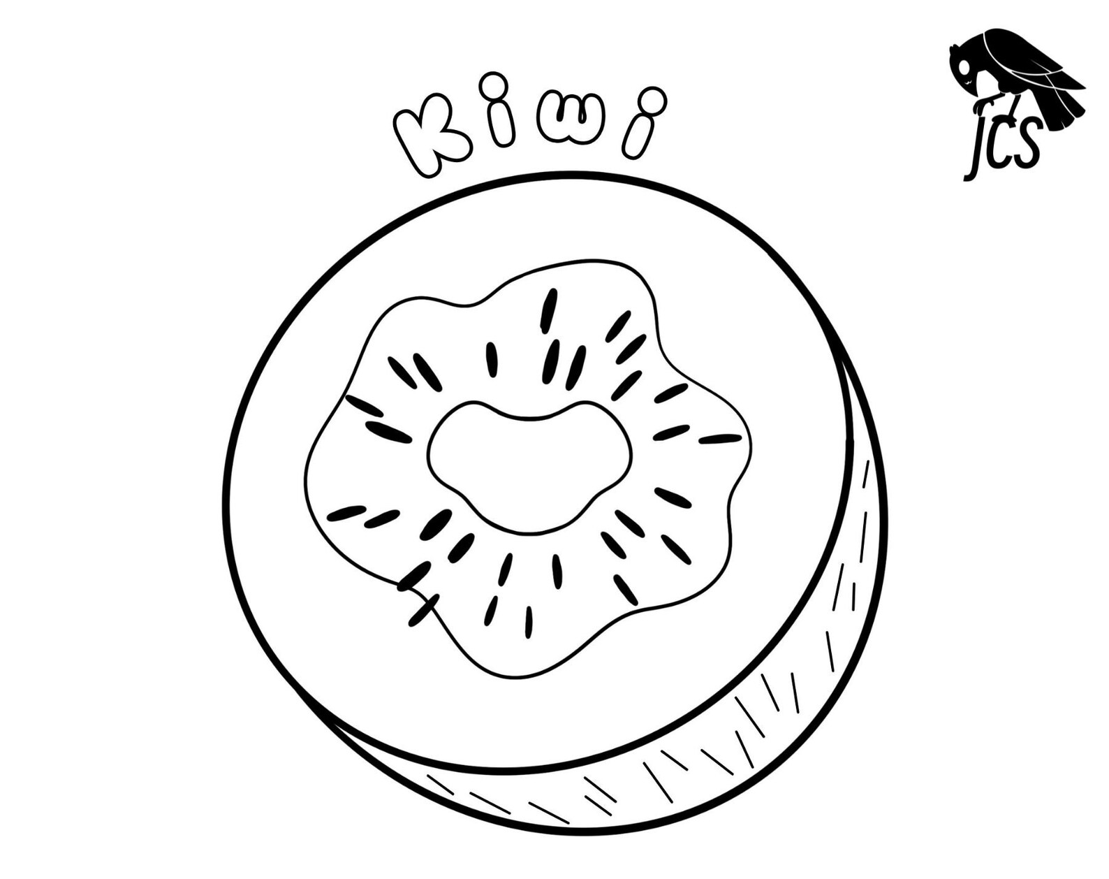 Kiwi Fruit Coloring Page for Kids and Adults Simple Easy Food ...