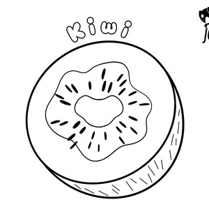 Kiwi Fruit Coloring Page for Kids and Adults Simple Easy Food ...