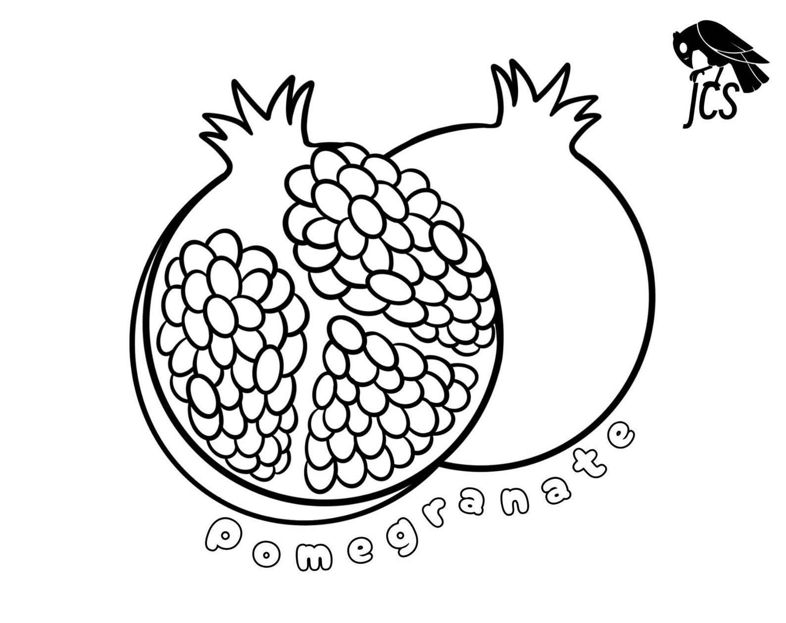 Pomegranate Fruit Coloring Page for Kids and Adults Simple Easy Food ...