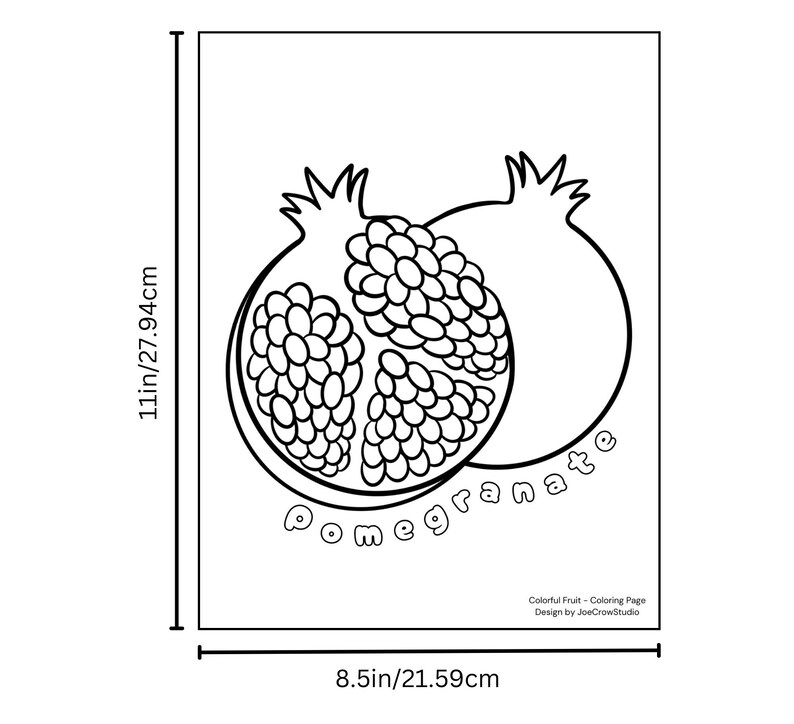 Pomegranate Fruit Coloring Page for Kids and Adults Simple Easy Food ...