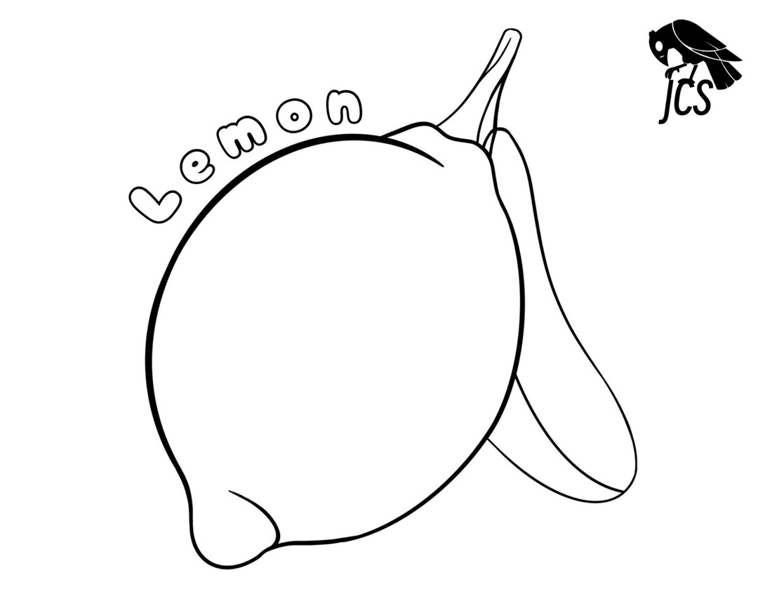 Lemon Fruit Coloring Page for Kids and Adults Simple Easy Food ...