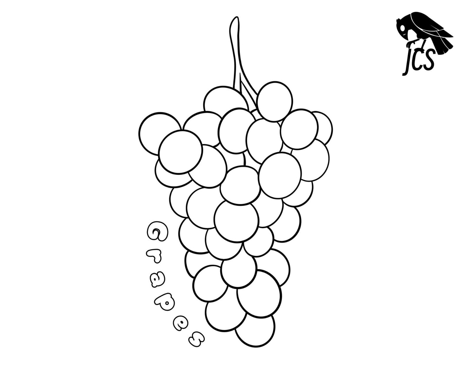 Grapes Fruit Coloring Page for Kids and Adults Simple Easy Food ...
