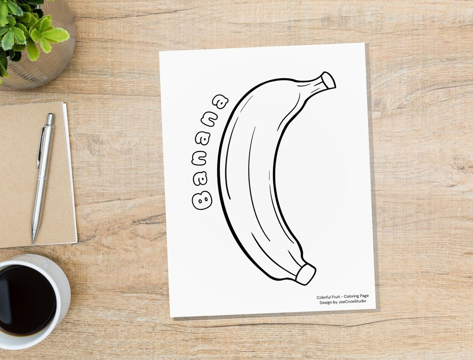 Banana Fruit Coloring Page for Kids and Adults Simple Easy Food ...