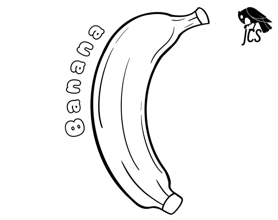 Banana Fruit Coloring Page for Kids and Adults Simple Easy Food ...