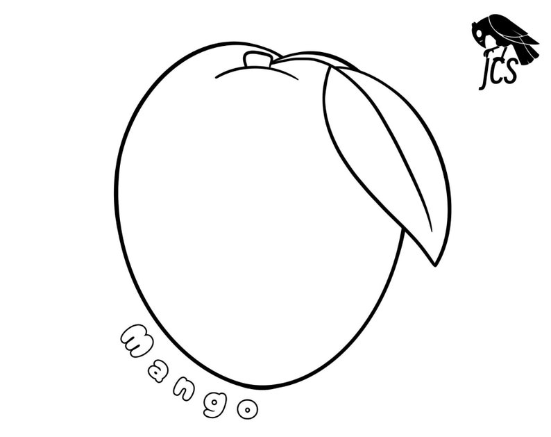 Mango Fruit Coloring Page for Kids and Adults Simple Easy Food ...