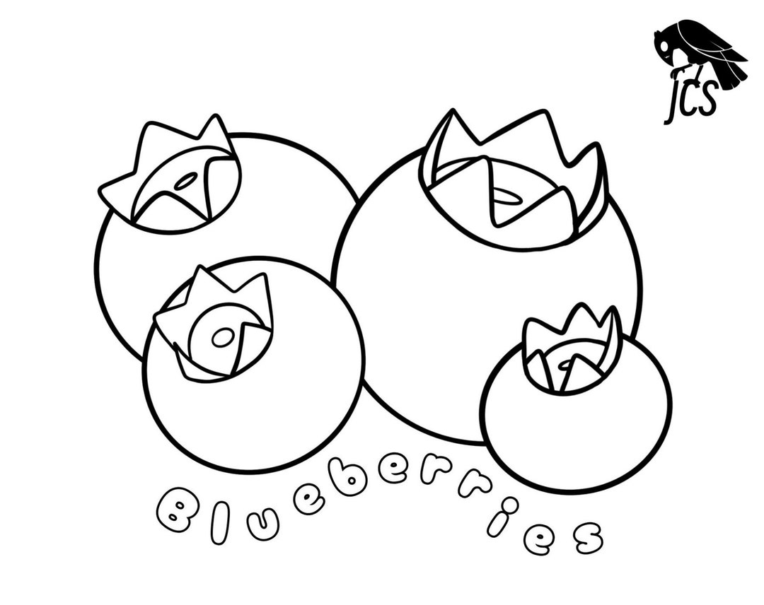 Blueberries Fruit Coloring Page for Kids and Adults Simple Easy Food ...