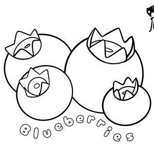 Blueberries Fruit Coloring Page for Kids and Adults Simple Easy Food ...