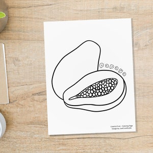 Papaya Fruit Coloring Page for Kids and Adults Simple Easy Food ...