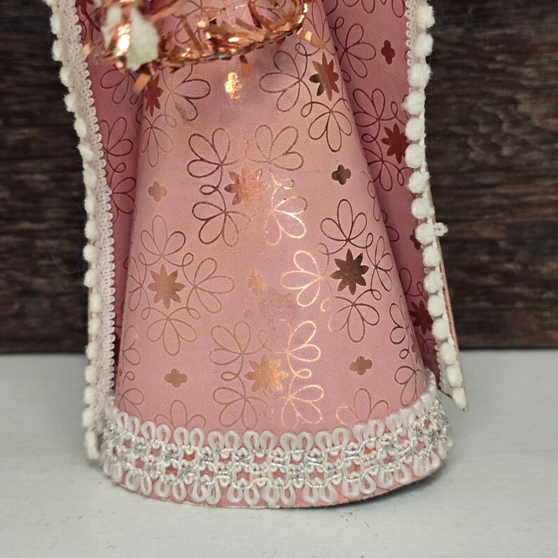 Vintage MCM Paper Angel Tree Topper, Pink Dress, Gold Glitter Collar ...