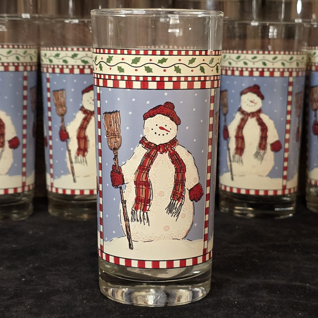 Set of 4 Anchor Hocking Debbie Mum Snowman Tumbler Glasses - Etsy