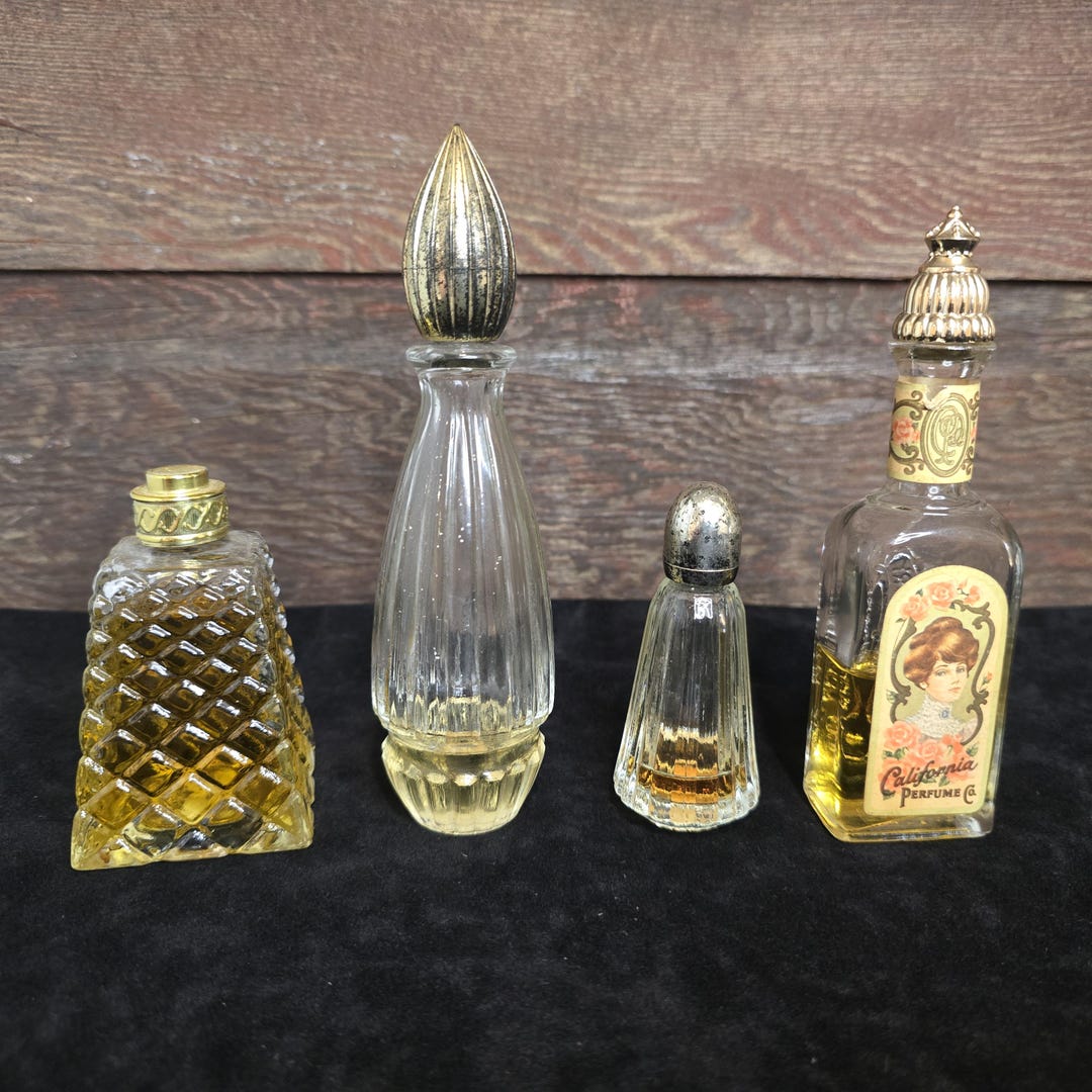 Set of 4 Vintage Avon Perfume Bottles Brocade Roses California Perfume ...