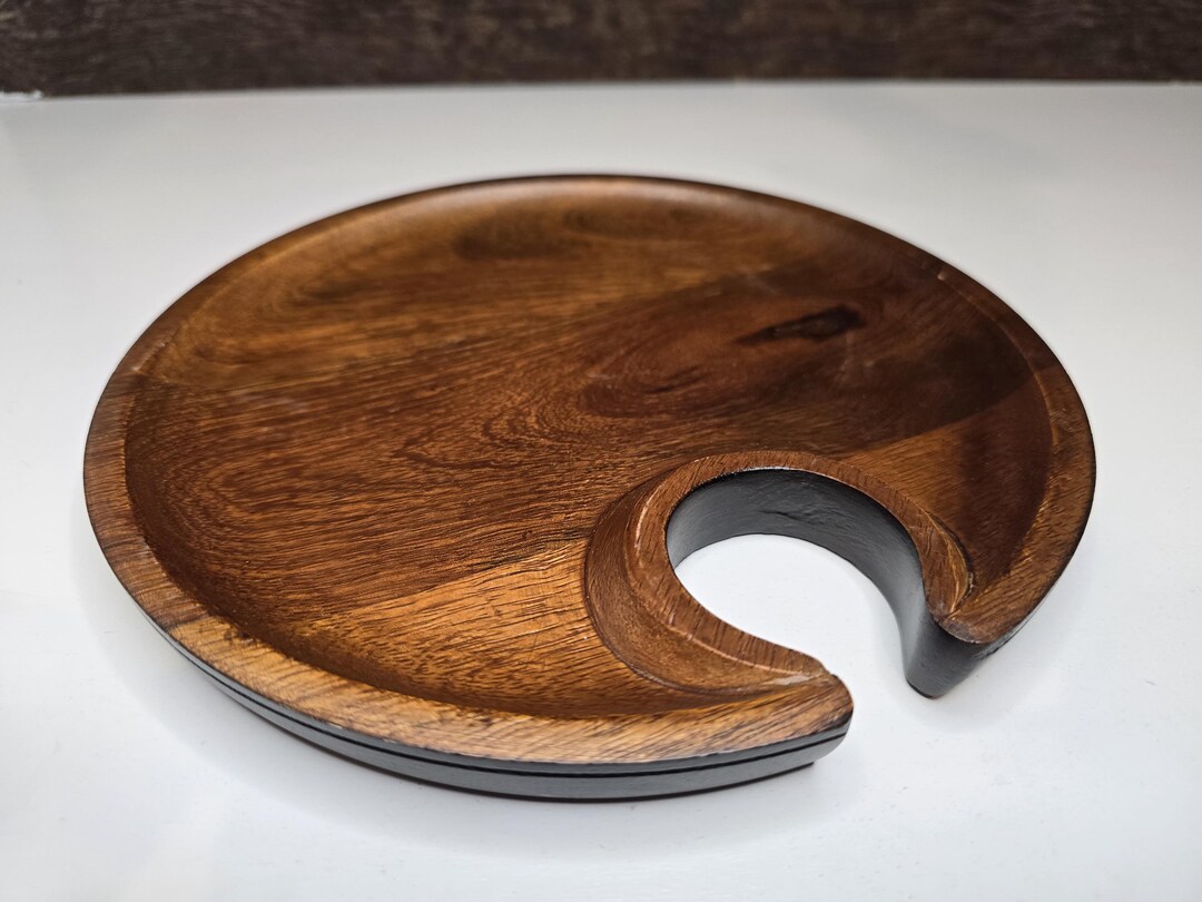 Pottery Barn Wooden Tray Wine Glass Holder Mingling Plate - Etsy