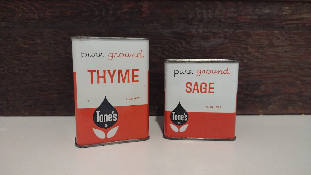 Vintage Tone's Spice Tins, Thyme and Sage. - Etsy
