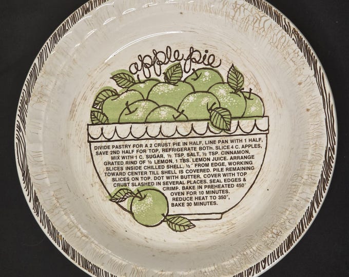 Vintage Apple Pie Recipe Plate - Made in the USA - Etsy