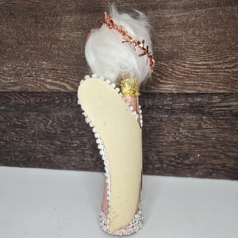 Vintage MCM Paper Angel Tree Topper, Pink Dress, Gold Glitter Collar ...