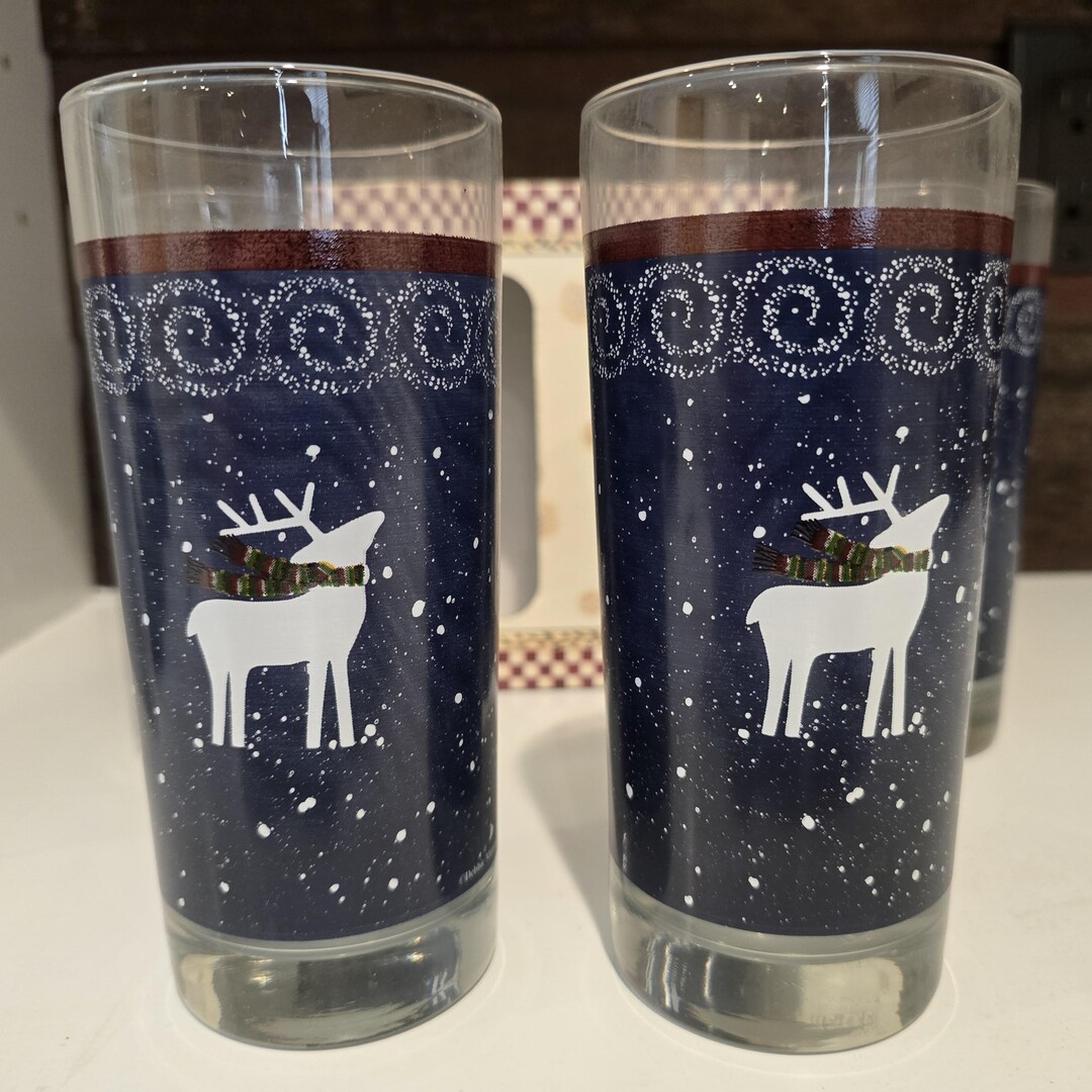 Debbie Mumm Winter Cooler Glasses: Reindeer & Polar Bear - Set of 4 - Etsy